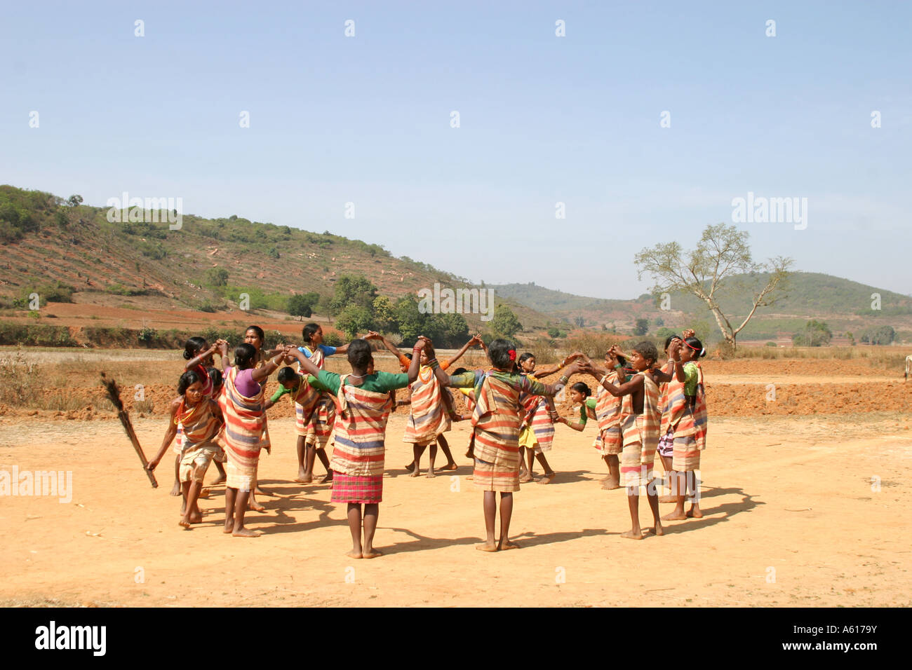 A group of Gadaba tribal women giving a performance of their tradional ...