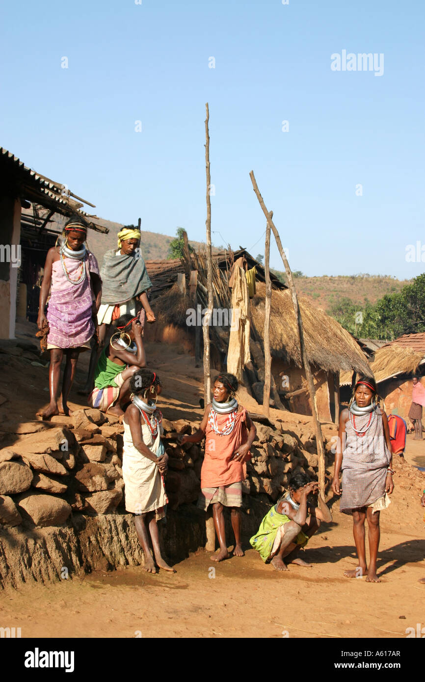 Group of Gadaba tribal women talking in their village,Orissa India ...