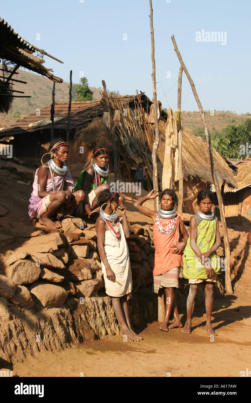 Group of Gadaba tribal women talking in their village,Orissa India ...
