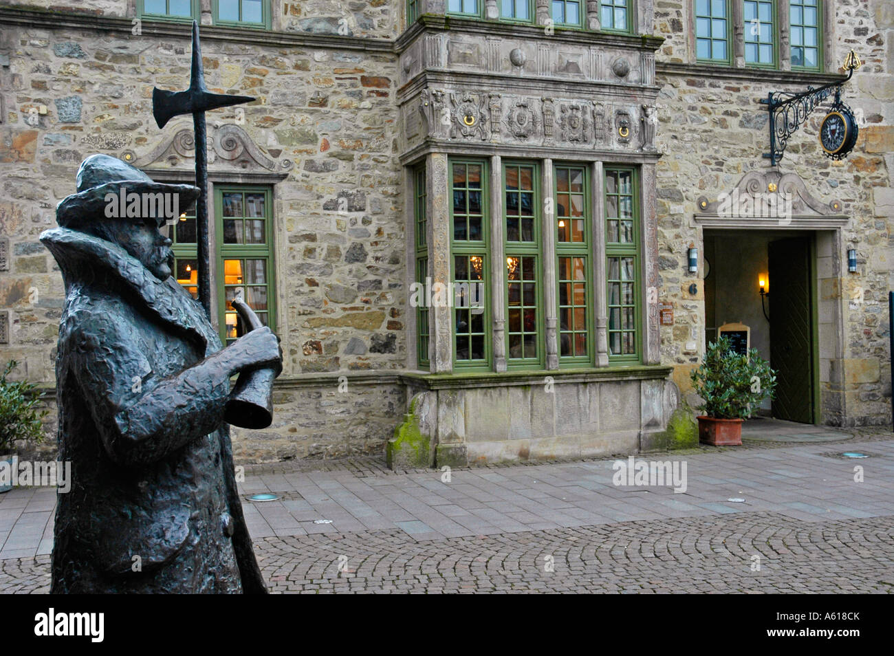 Statue "night watch", Rinteln, Weserbergland, Lower Saxony, Germany ...