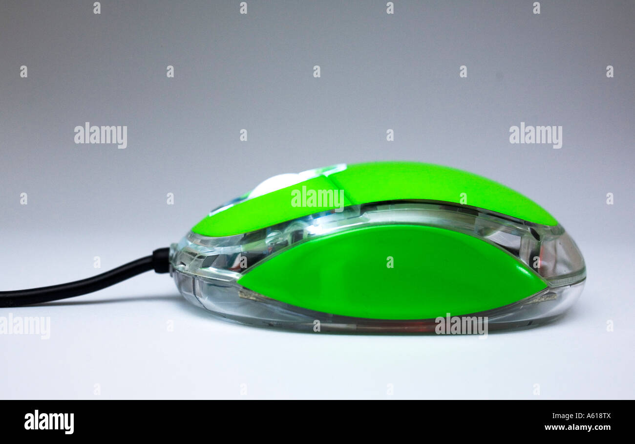 A green mouse makes your desk more colourful Stock Photo - Alamy