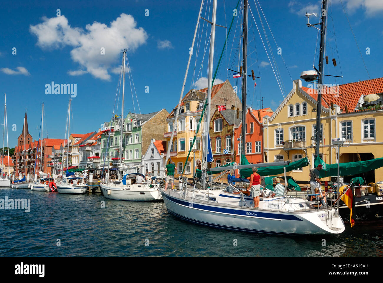 Sail boats in Sonderburg harbour, Region Syddanmark, Denmark Stock ...