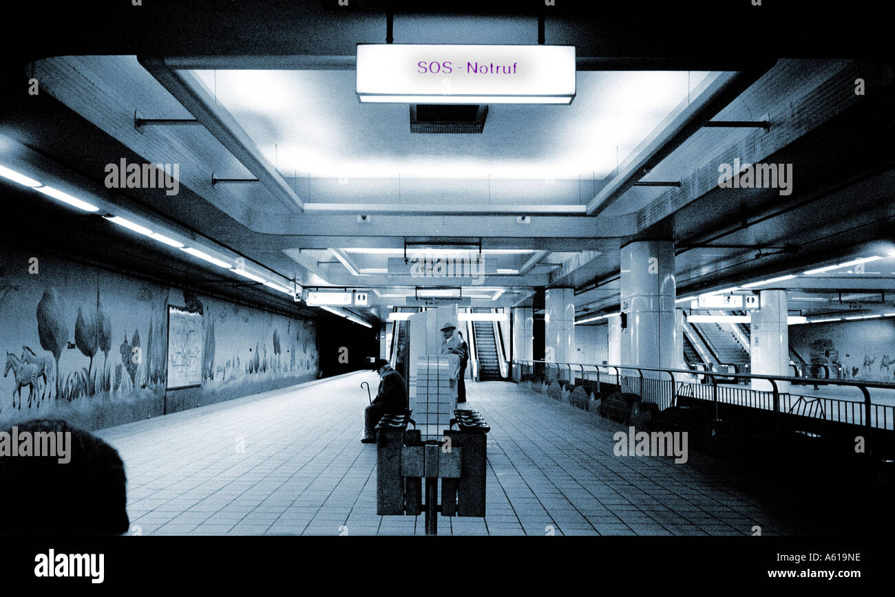 Interiors of underground station and SOS sign Stock Photo - Alamy