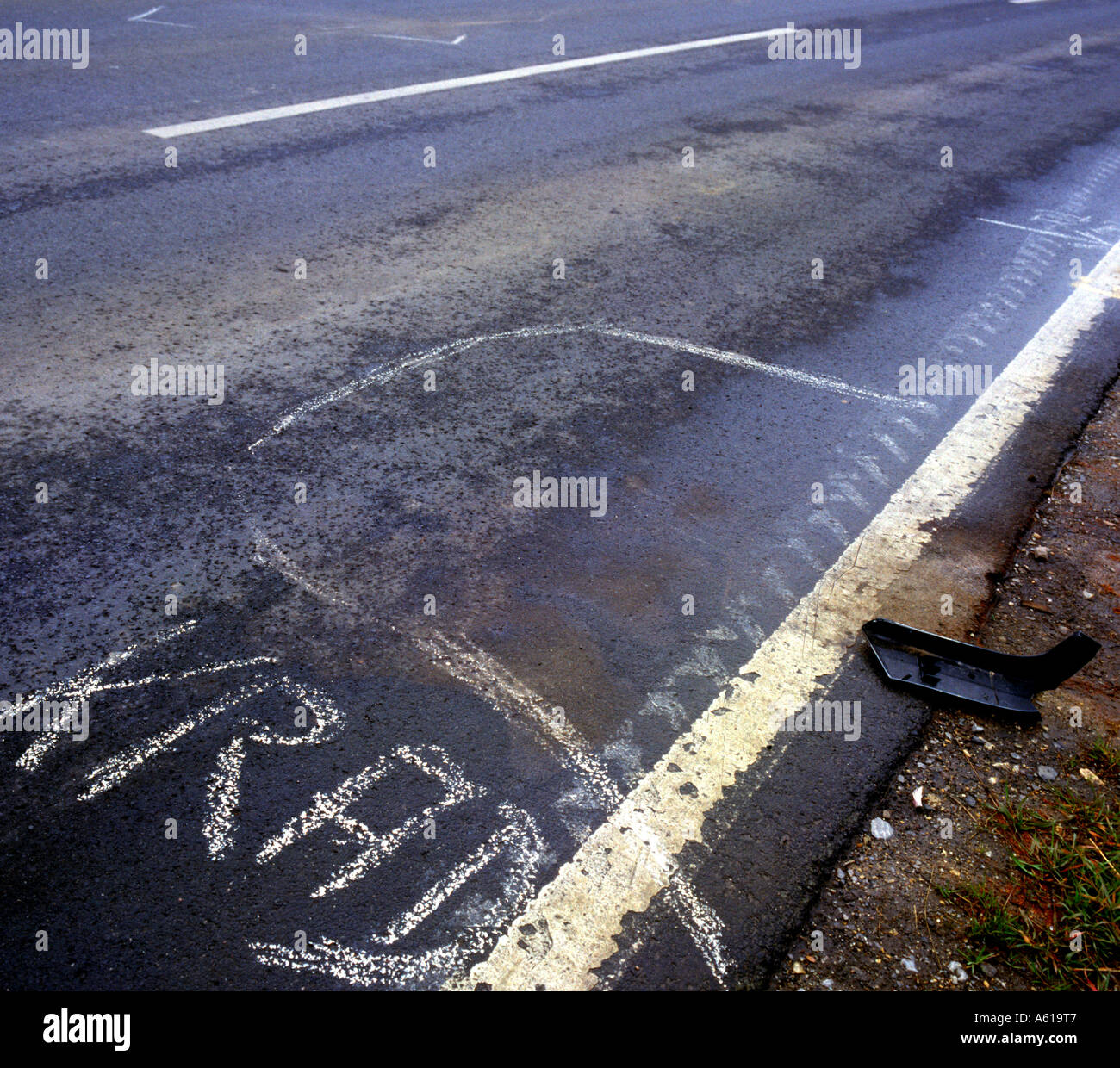 High angle view of road marking of accident Stock Photo - Alamy