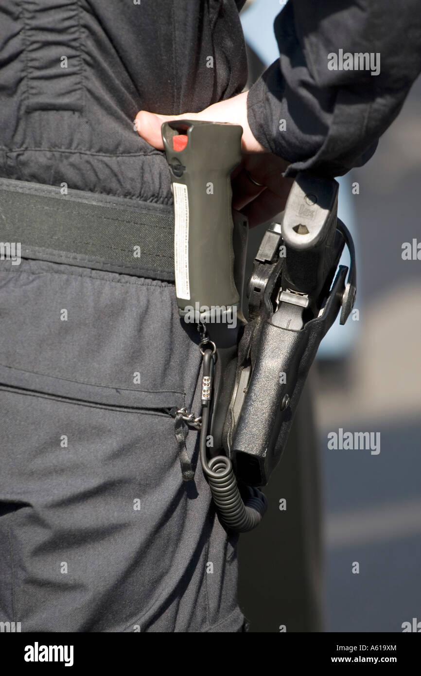 German policeman with weapon Stock Photo - Alamy