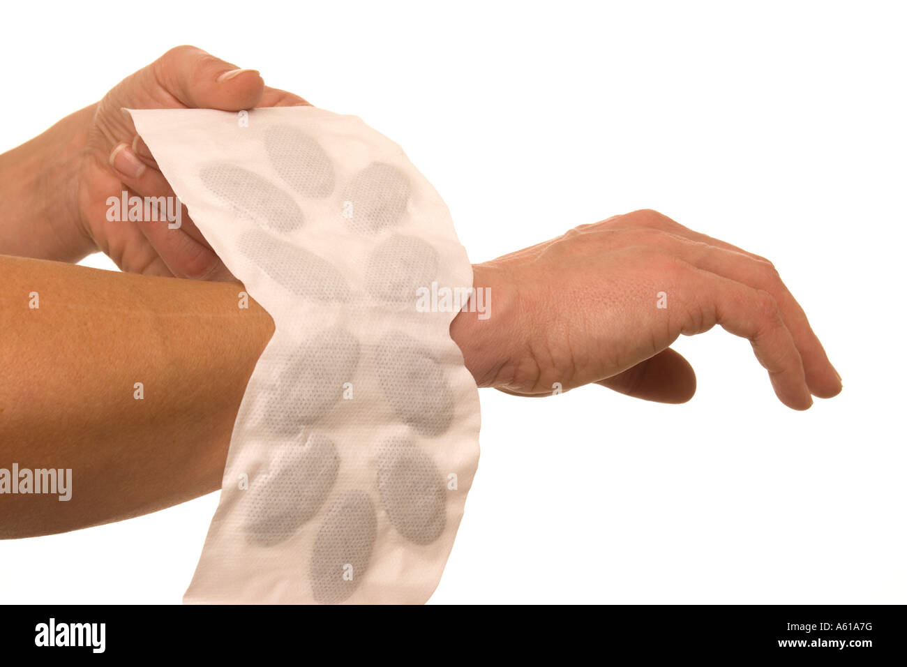 Warm patch on wrist Stock Photo - Alamy