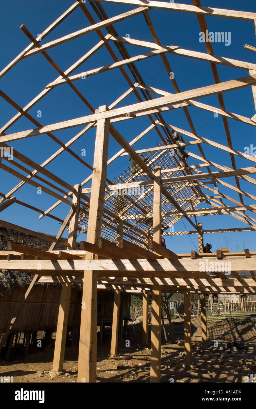 Building a house at Katchin State, Myanmar Stock Photo - Alamy