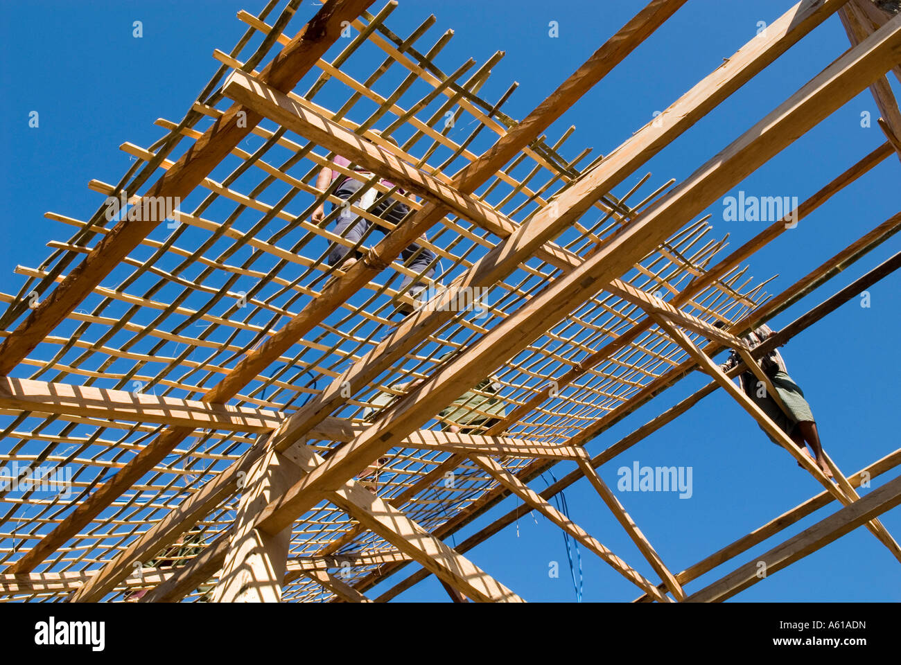 Building a house at Katchin State, Myanmar Stock Photo - Alamy