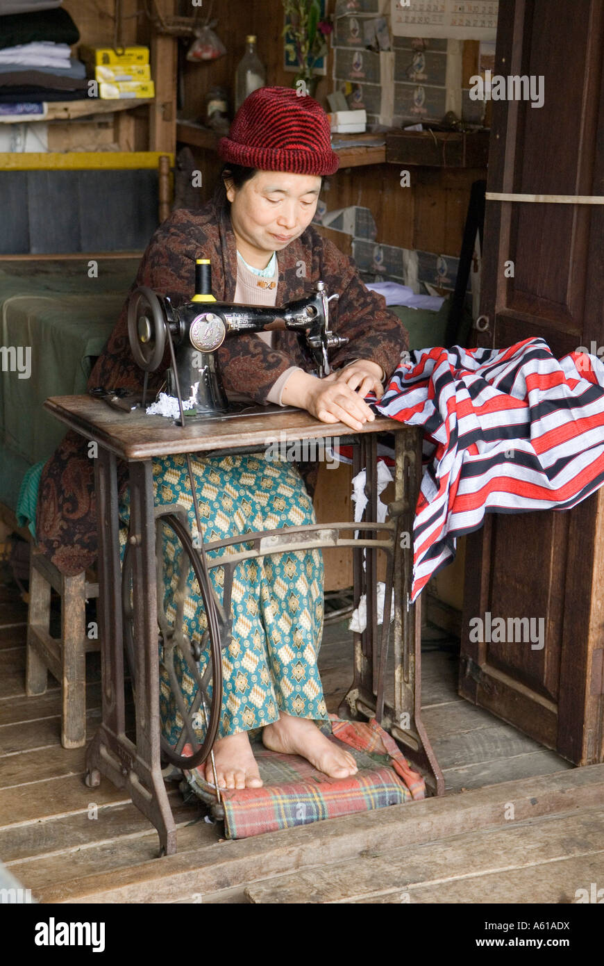 Tailor at Putao market, Kachin State, Myanmar Stock Photo - Alamy