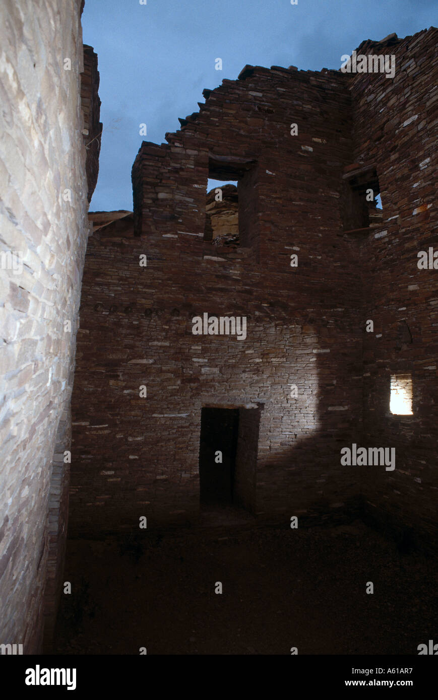 Ruins of building, Pueblo Alto, Chaco Culture National Historic Park ...
