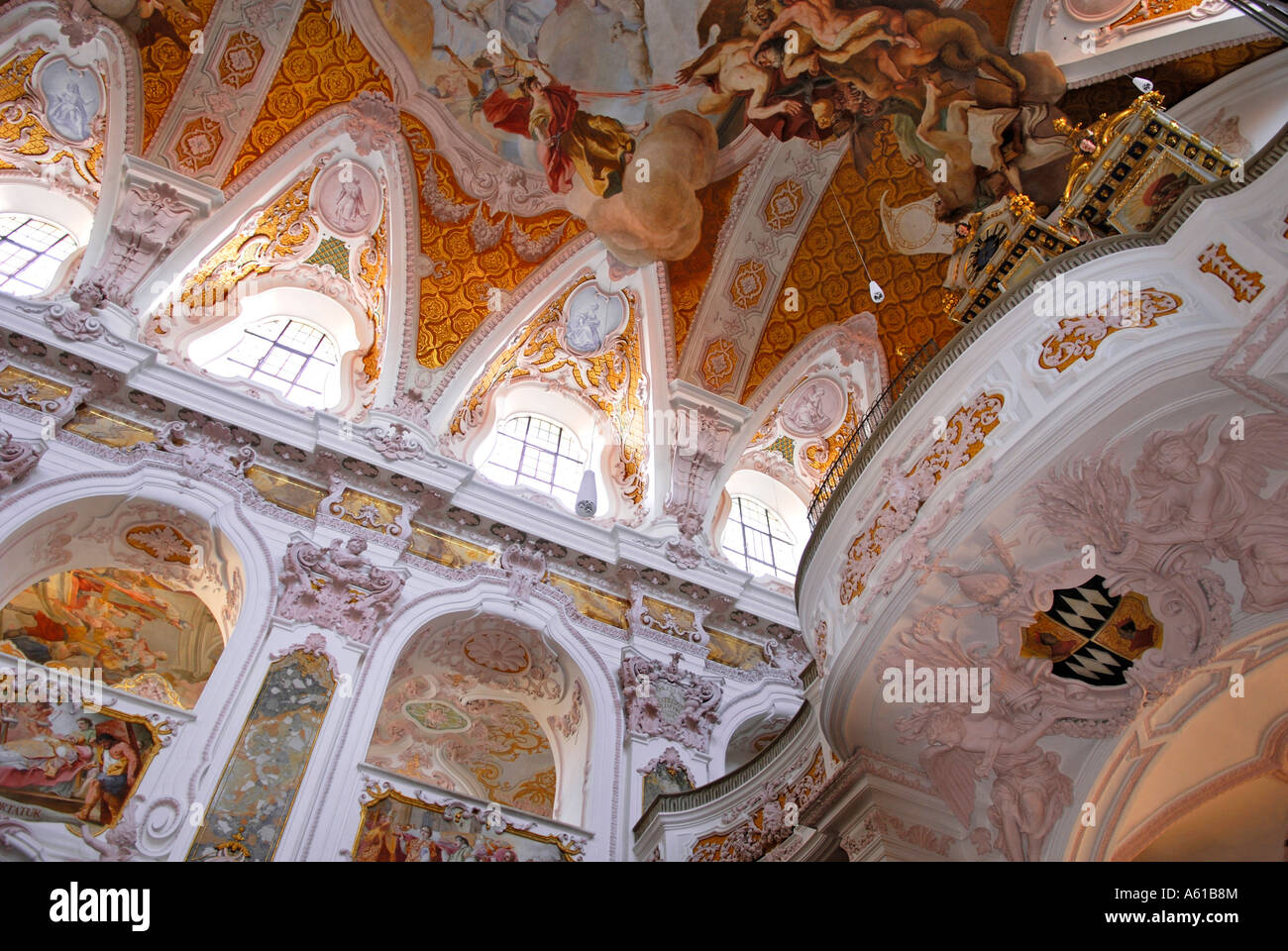 Decorated walls and gallery of the Freising cathedral, Freising ...