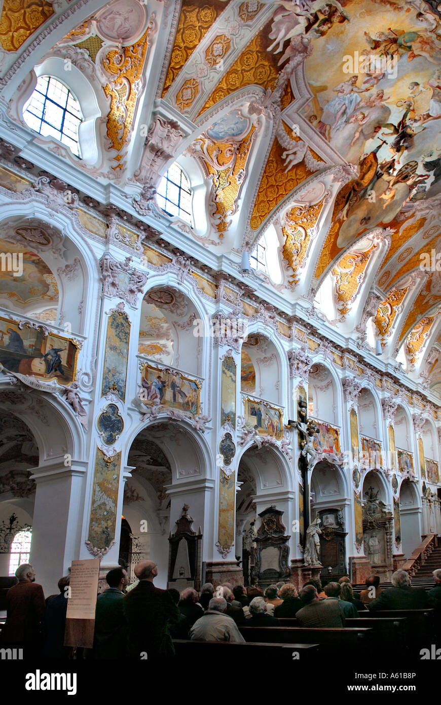 Decorated walls and ceiling of the Freising cathedral, Freising ...