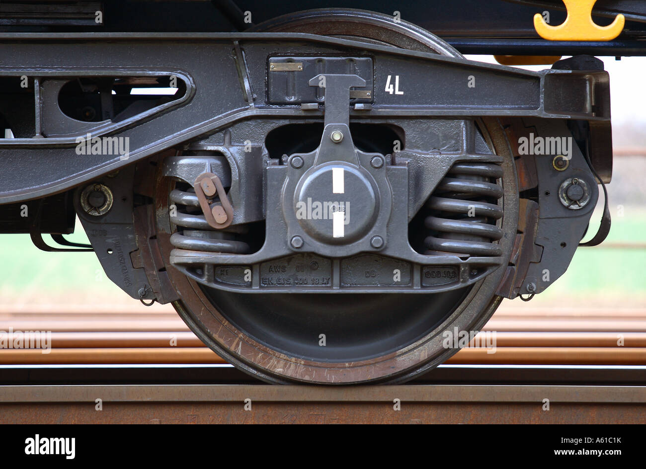 Wheel of a rail car Stock Photo - Alamy