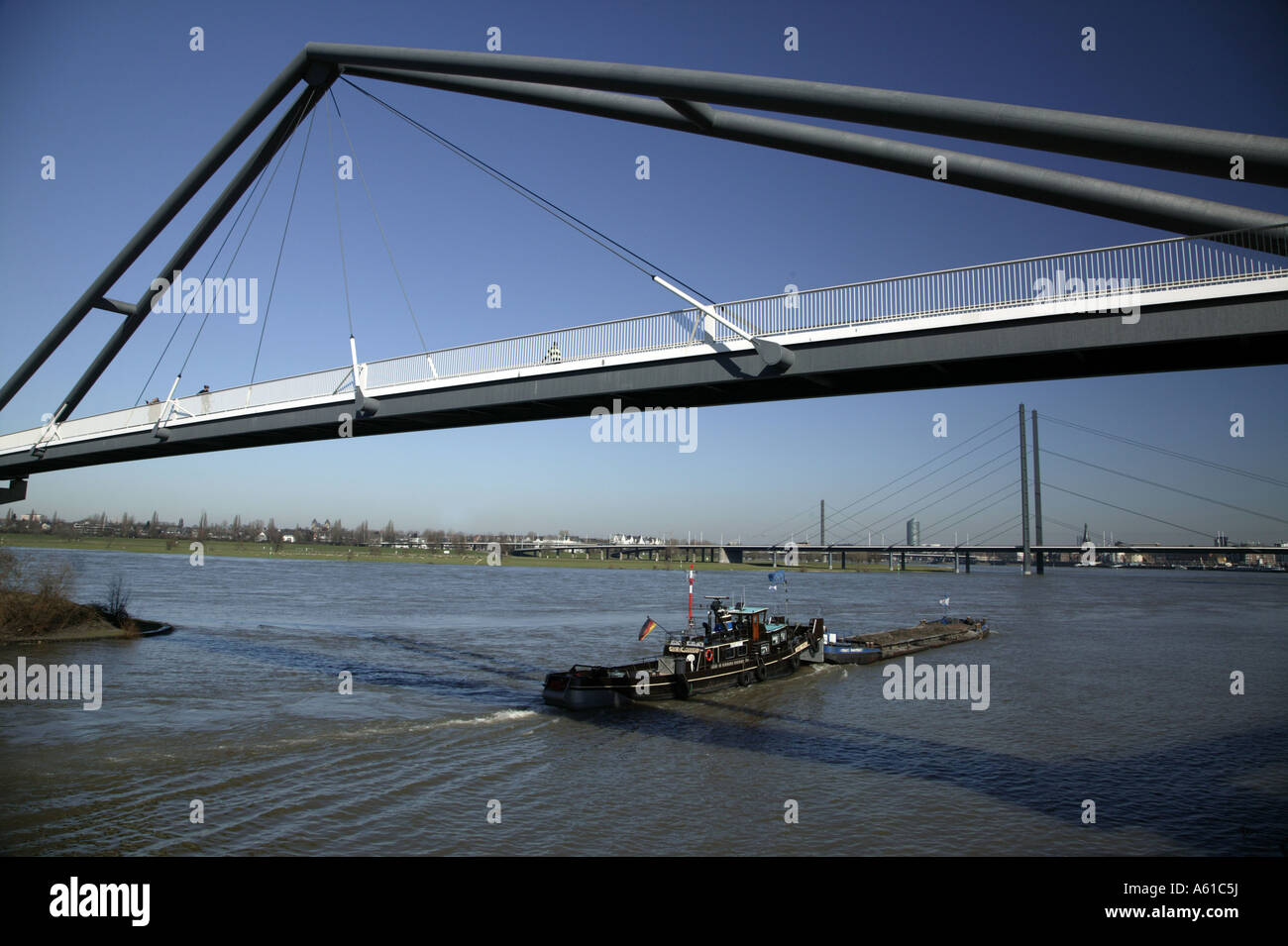 Rhine Bridge, Duesseldorf, North Rhine-Westphalia, Germany Stock Photo ...