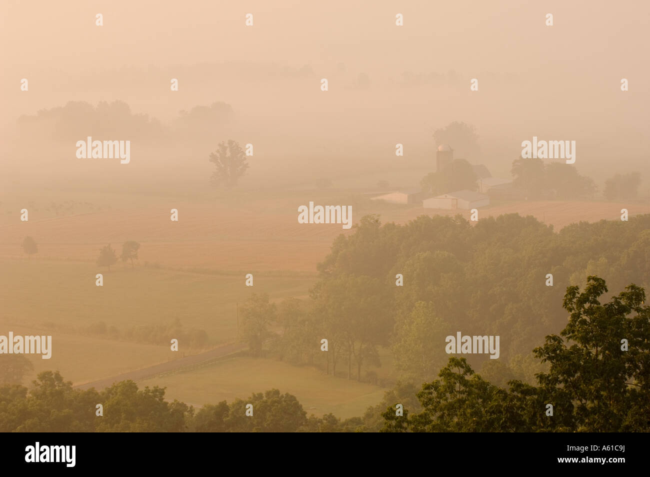 Sunrise over a farm scene in Indiana Stock Photo - Alamy