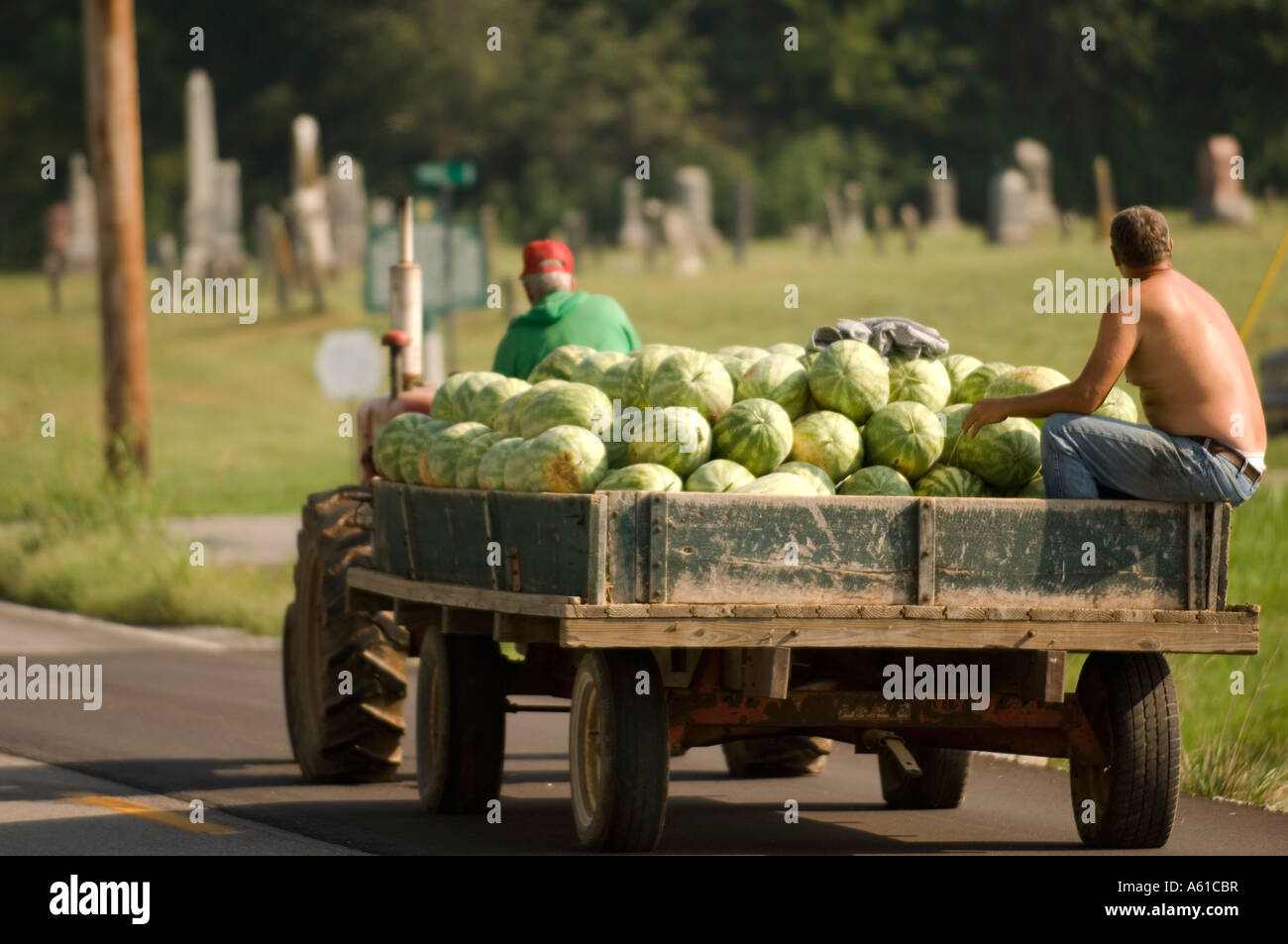 Wagon Loaded with watermelon in Indiana Stock Photo - Alamy