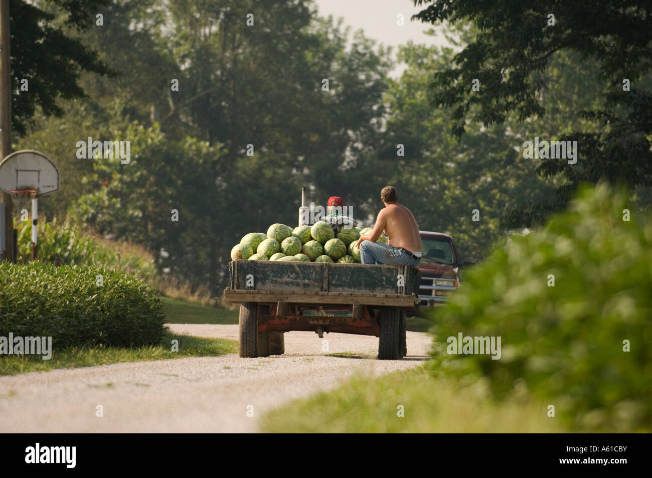 Wagon Loaded with watermelon in Indiana Stock Photo - Alamy
