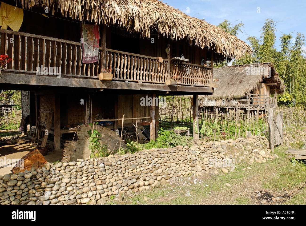Traditional Shan house in Putao, Kachin State, Myanmar Stock Photo - Alamy