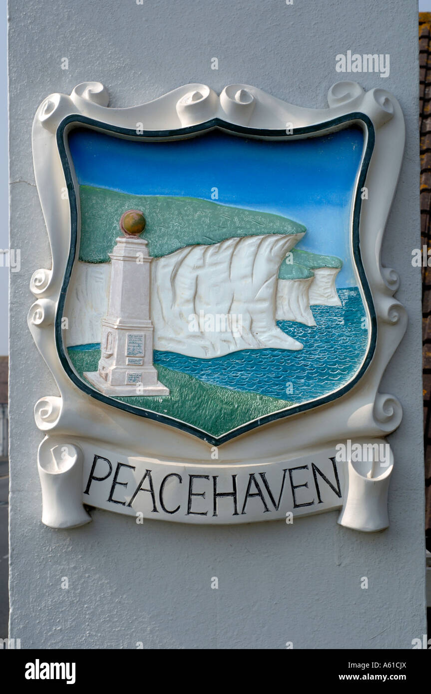 The Peacehaven town crest incorporating the International Meridian ...
