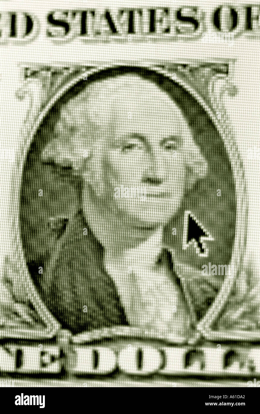 Close up of one dollar bill on computer screen Stock Photo - Alamy
