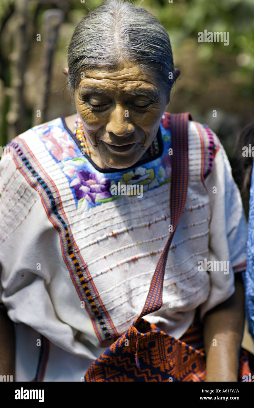 GUATEMALA ACAL Elderly indigenous Mam Mayan woman in traditional dress ...
