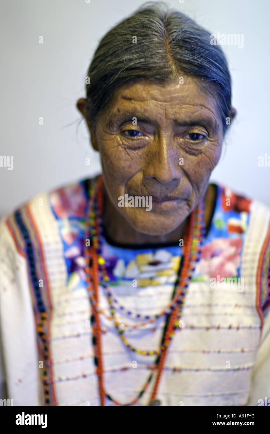 GUATEMALA ACAL Elderly indigenous Mam Mayan woman in traditional dress ...