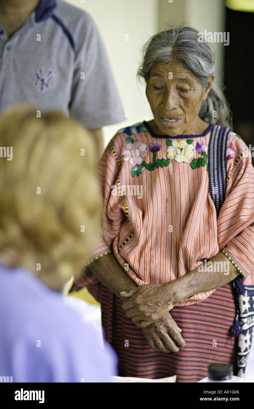 GUATEMALA ACAL An elderly Maya Mam woman in traditional dress of ...