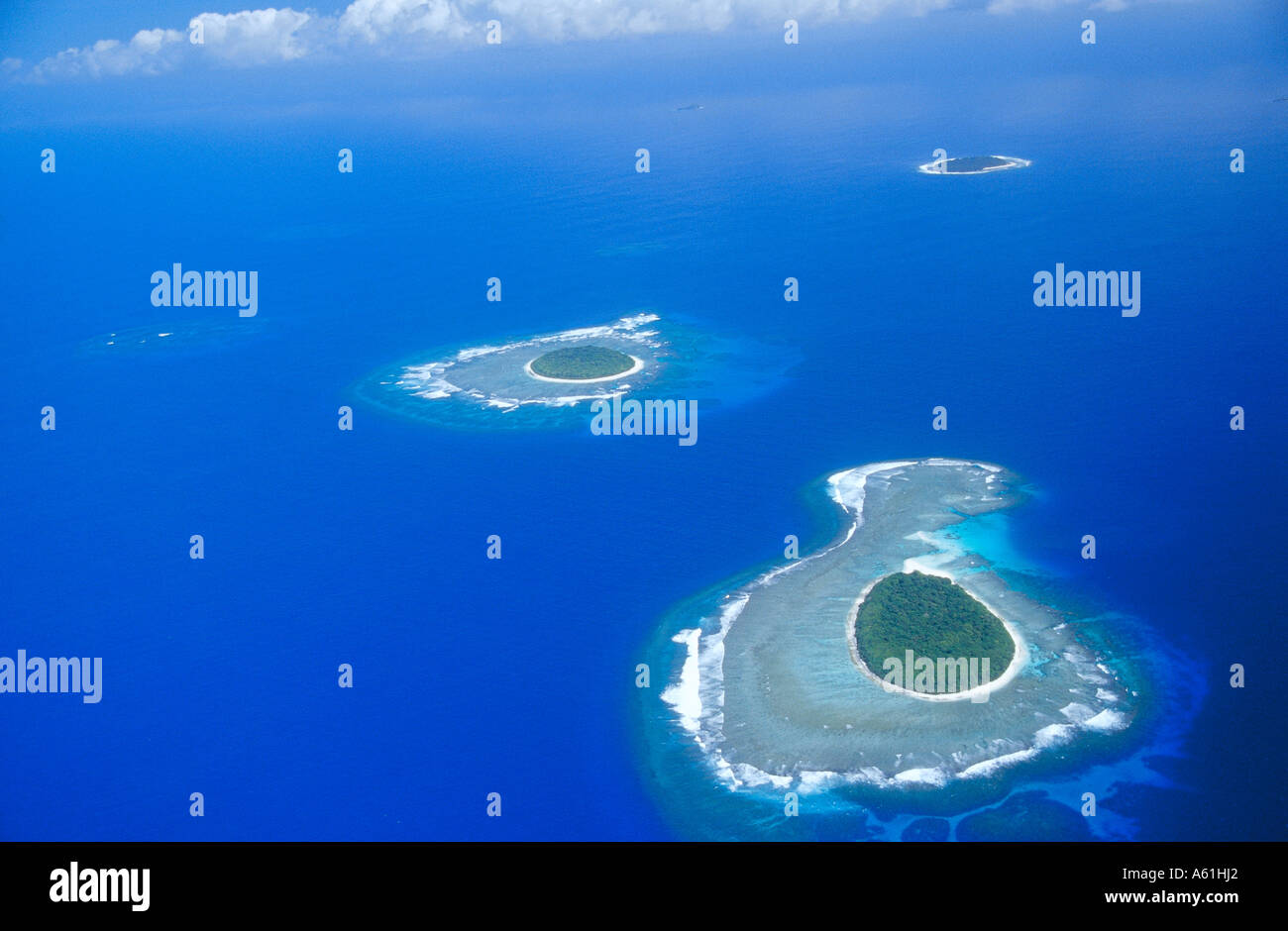 Aerial view of islands in ocean, Tonga Stock Photo - Alamy