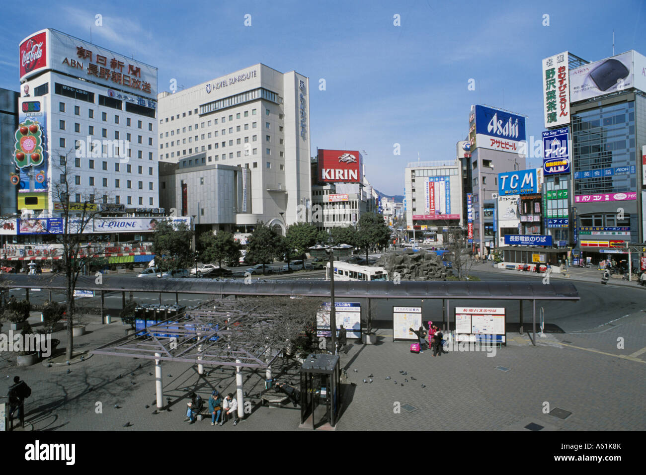 Japan Nagano main square street scene Stock Photo - Alamy