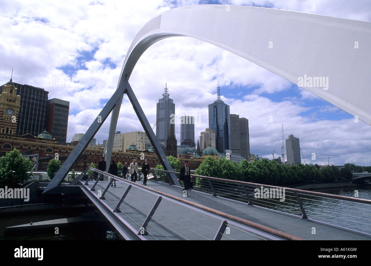 Melbourne Australia for tourism the Footbridge over the river with ...