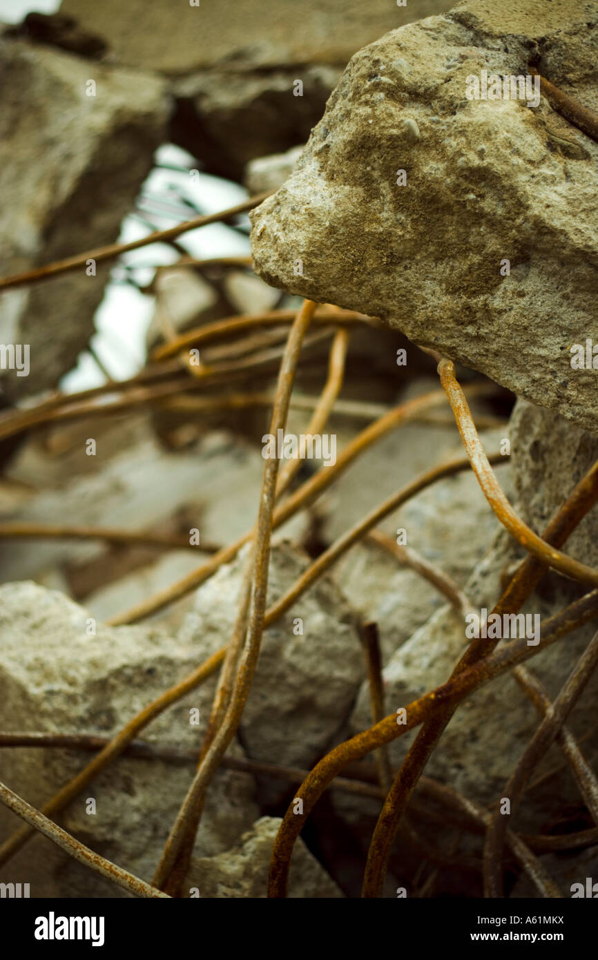 broken reinforced concrete from a demolition site Stock Photo - Alamy