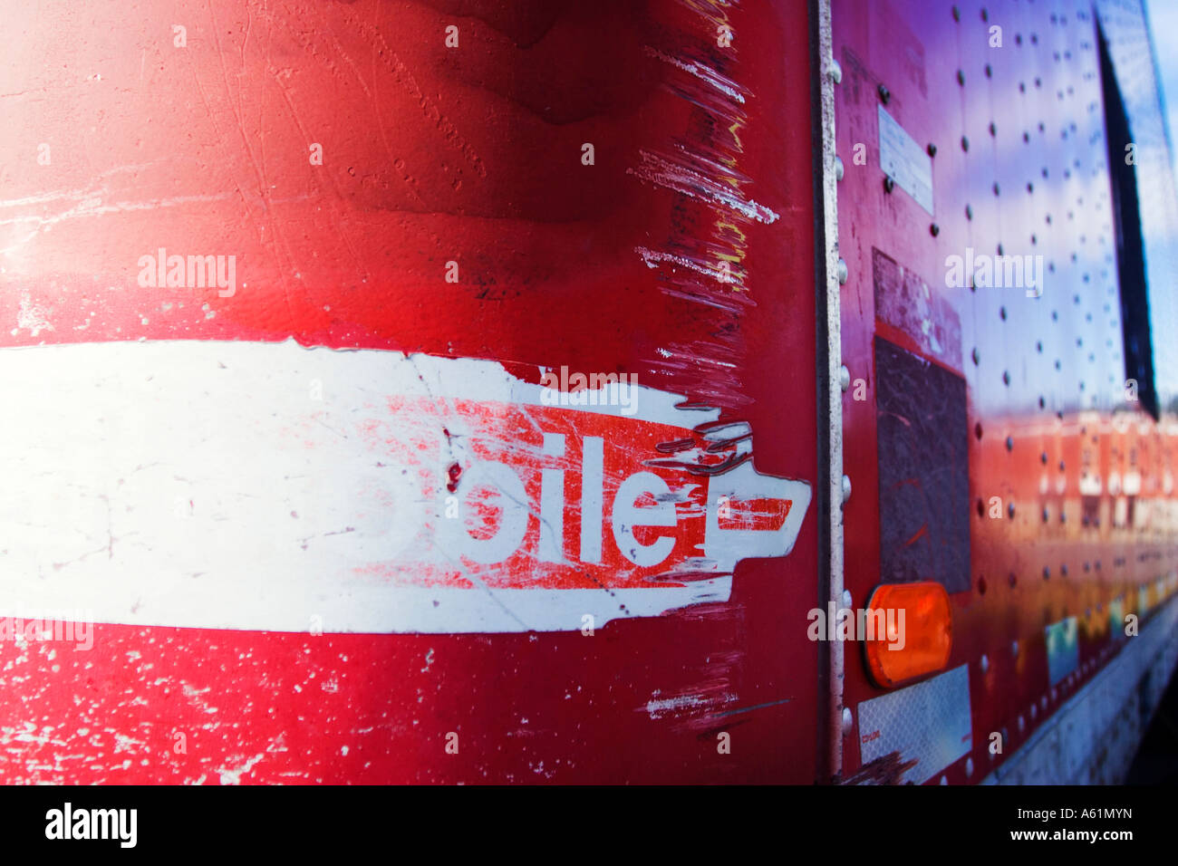 closeup view of the back of a red truck Stock Photo - Alamy