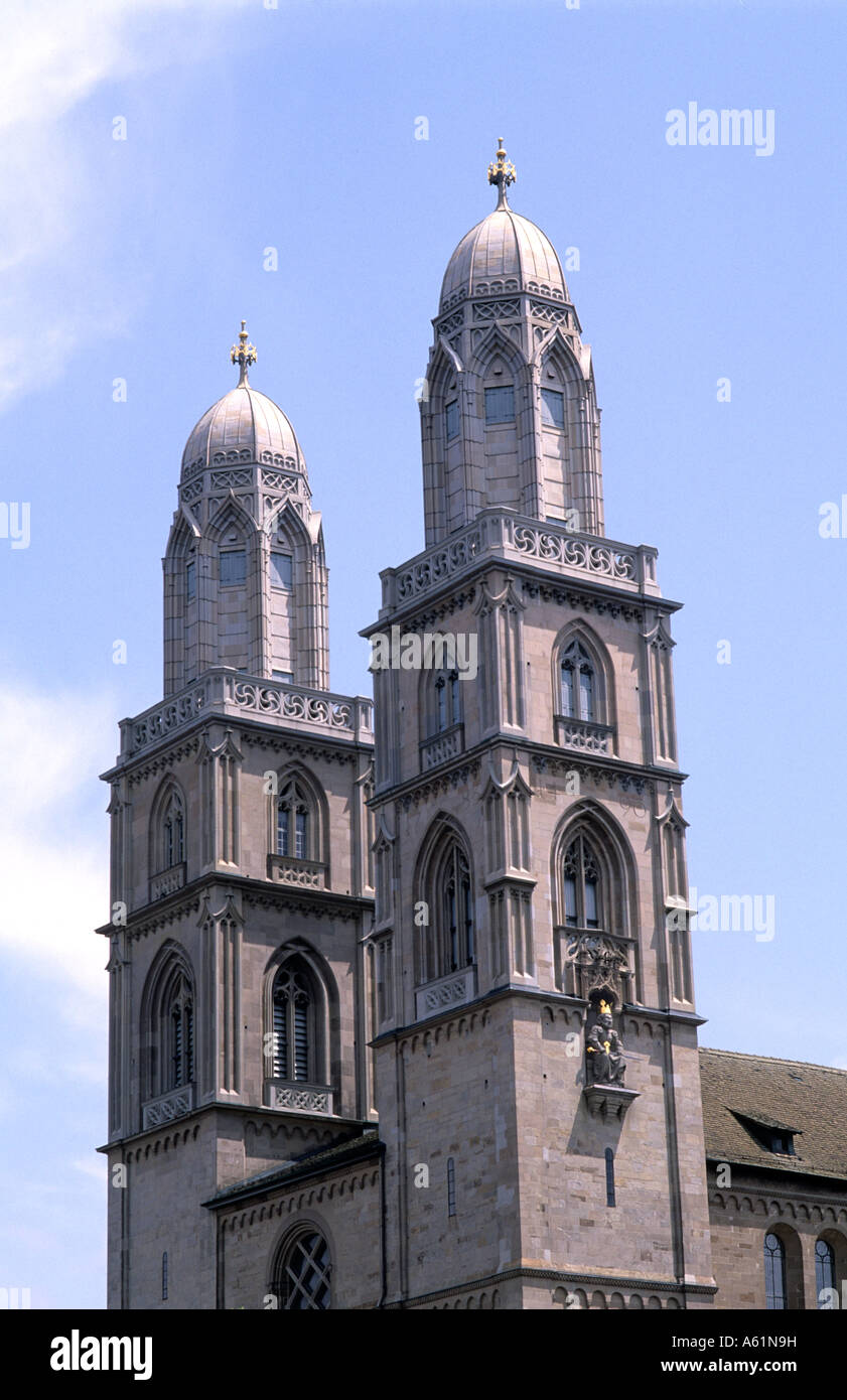 Life in Switzerland beautiful twin steeples of the Great cathedral ...