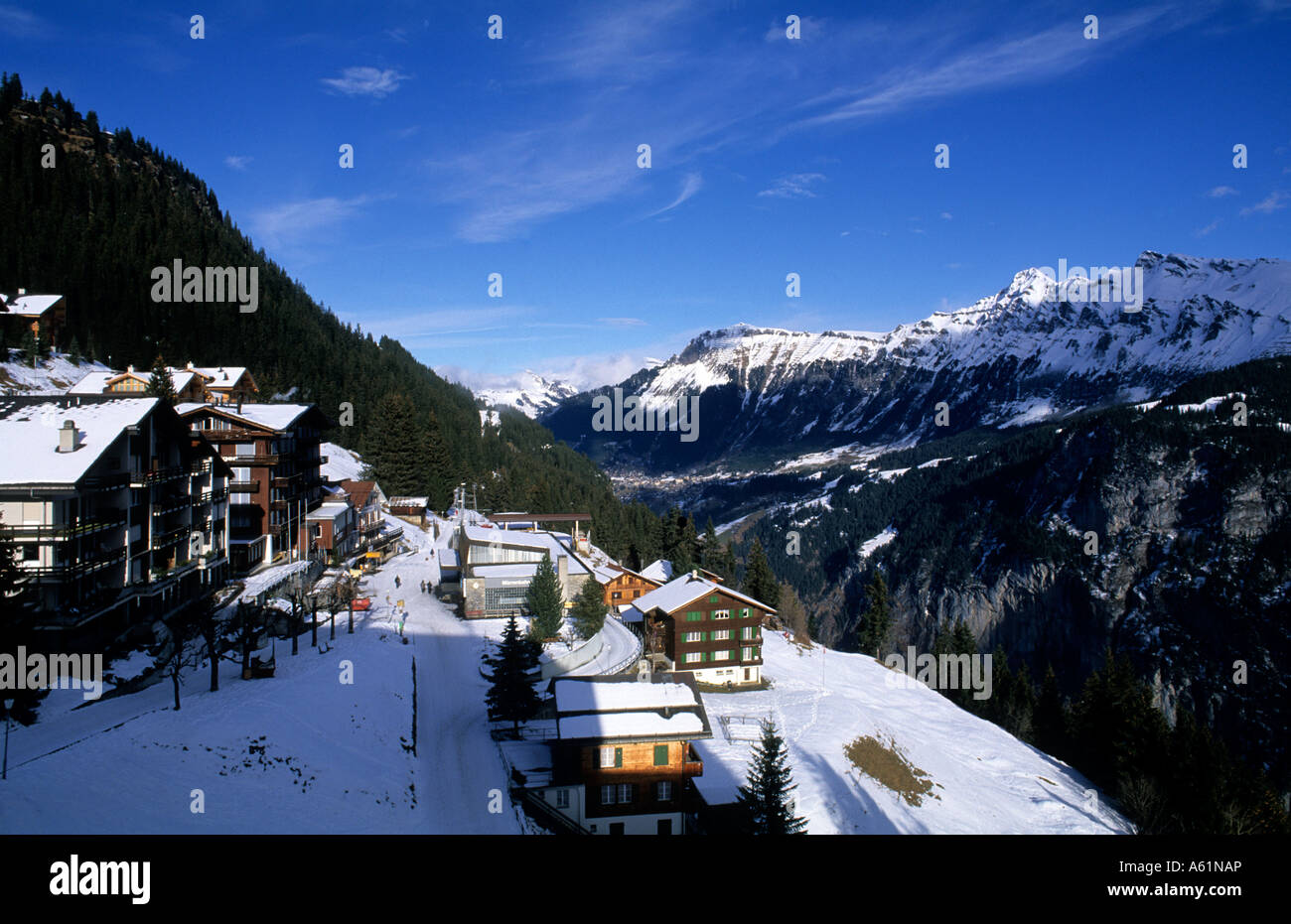 Life in Switzerland beautiful snow scene in Mt Jungfrau in Murren ...