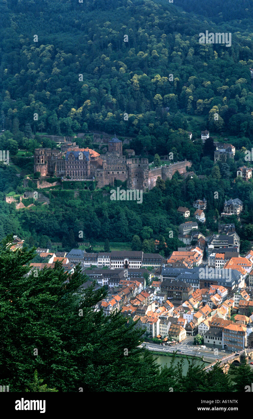 Life in Germany in Heidleberg the old university town from above in ...