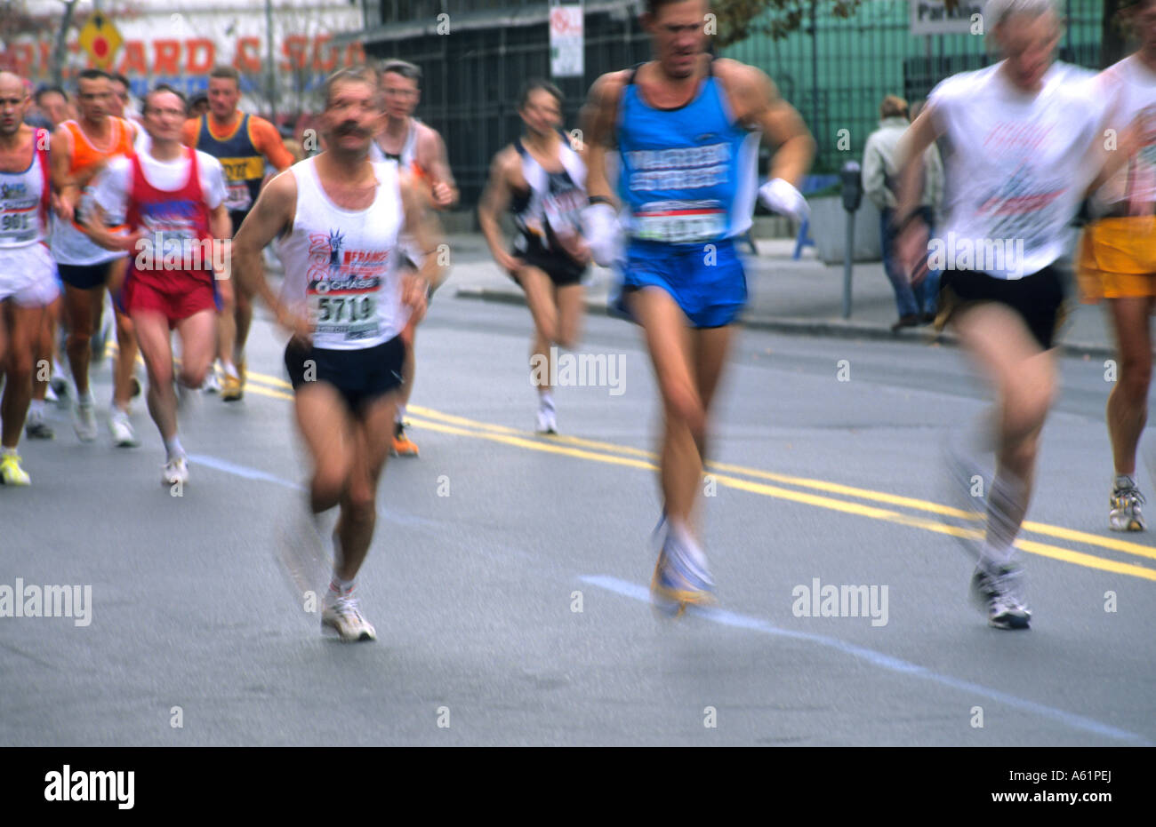 The blur and energy of the New York Marathan Race in New York City USA ...
