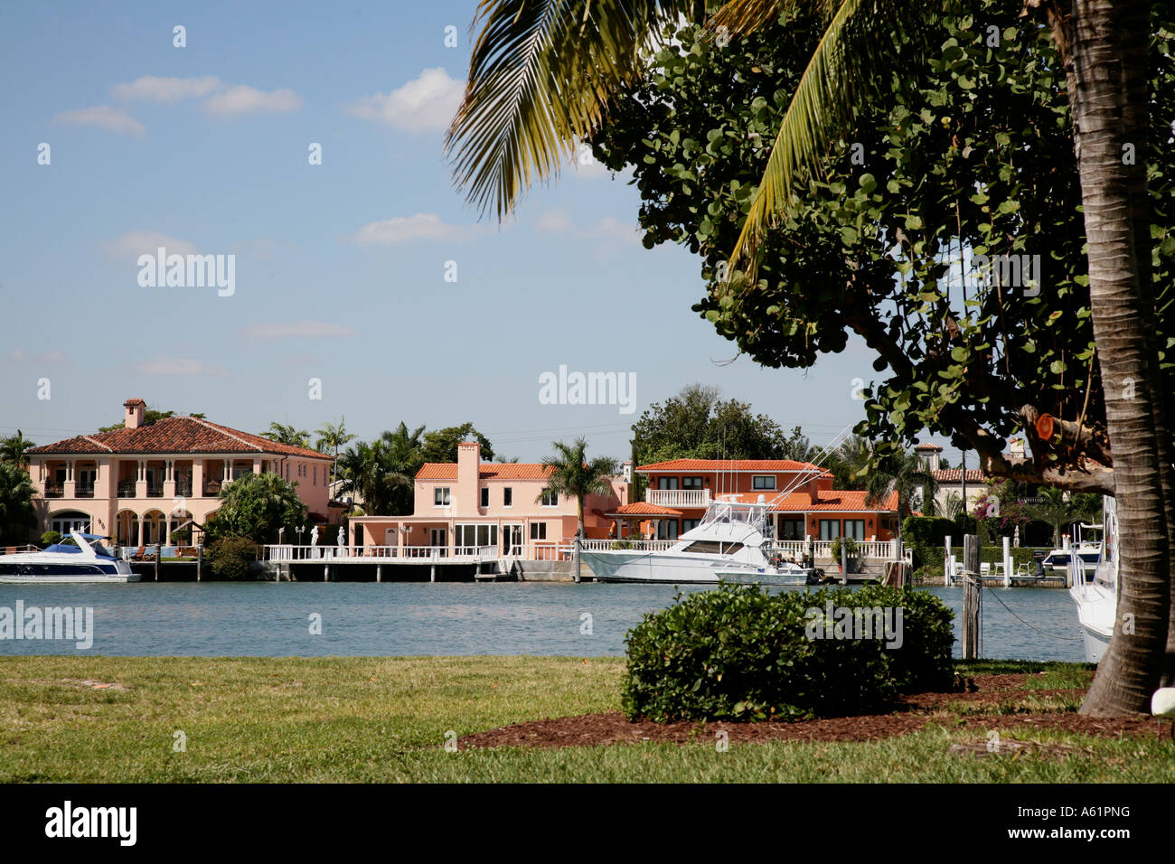 residential homes channel river South Beach in Miami Beach Florida USA ...