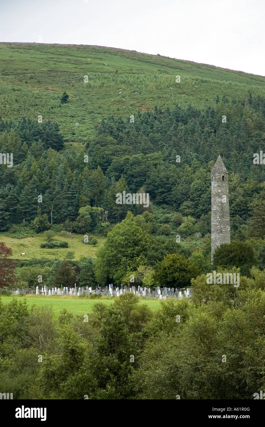 Round tower at Glendalough, County Wicklow, Ireland Stock Photo - Alamy