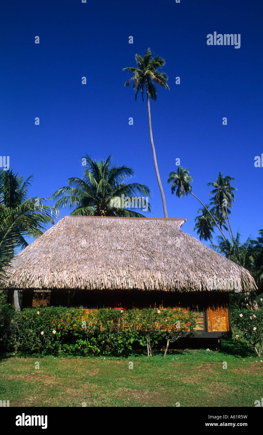Local house as grass hut in Tahiti in island of Bora Bora in French ...