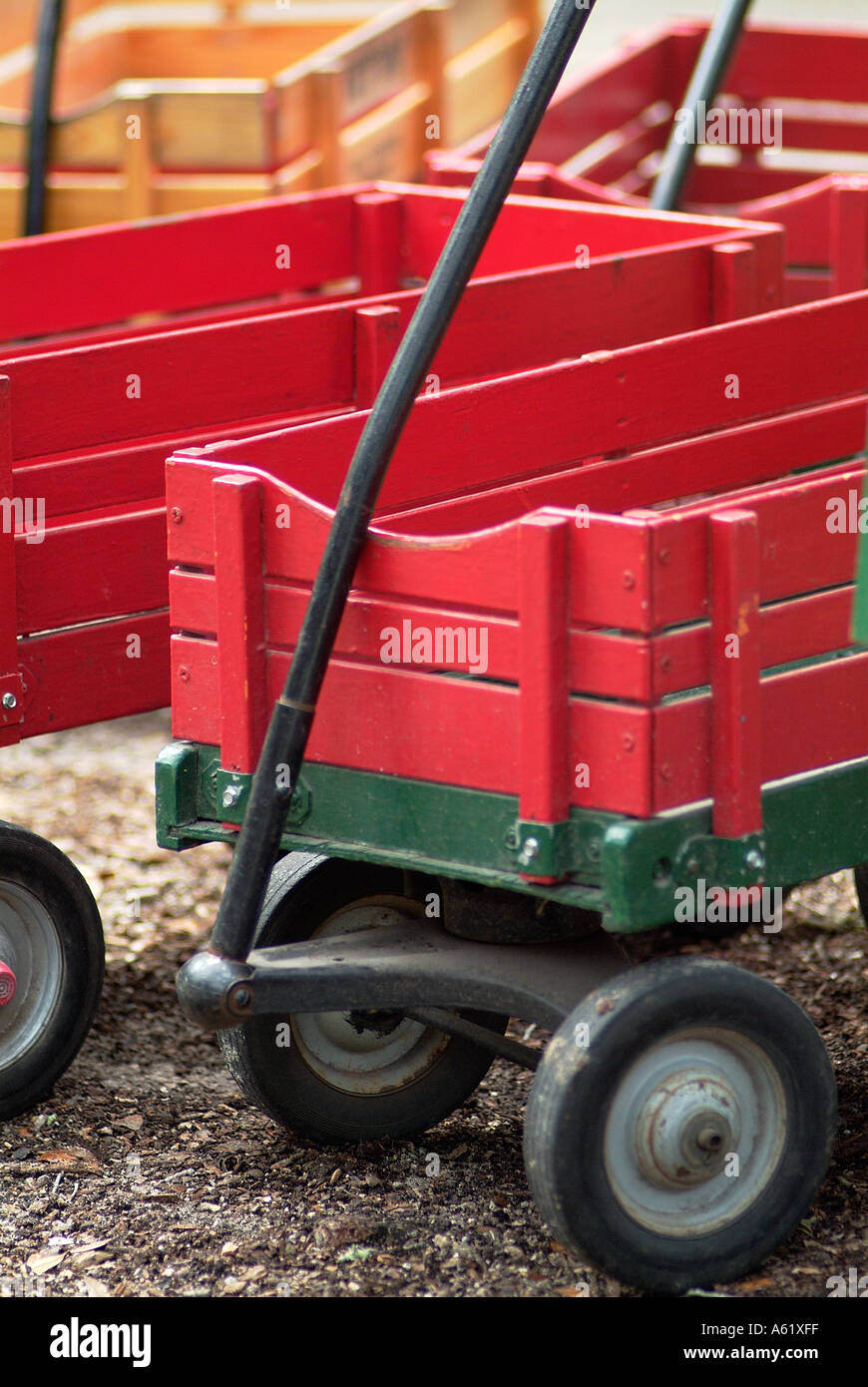 litttle red wagons carts Stock Photo - Alamy