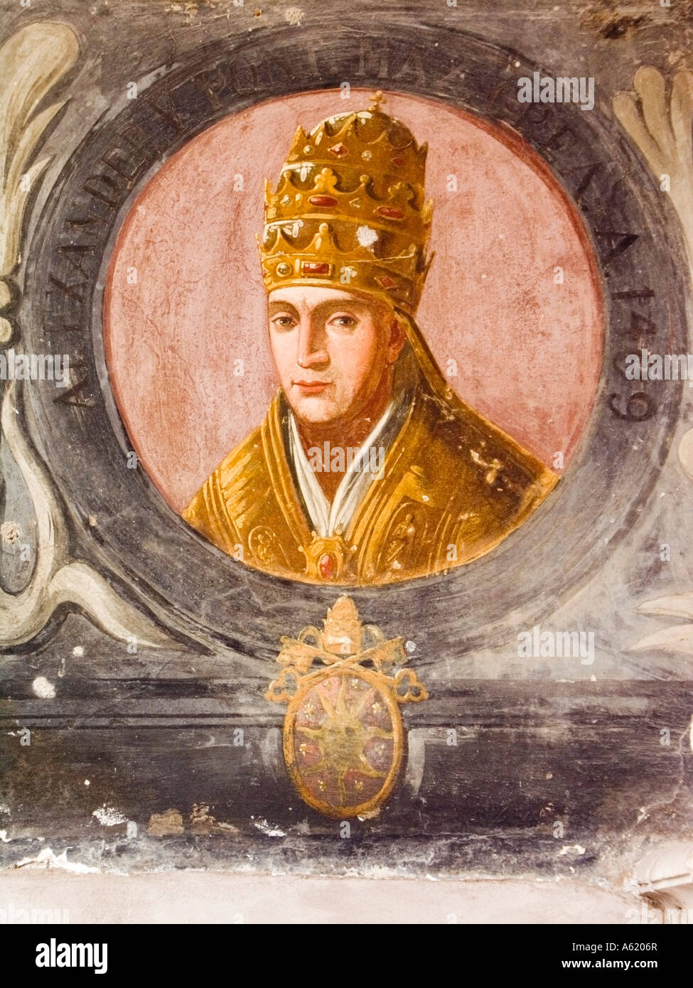 pope alexander I - 1409 - portrait fresco painting in the cloisty of ...