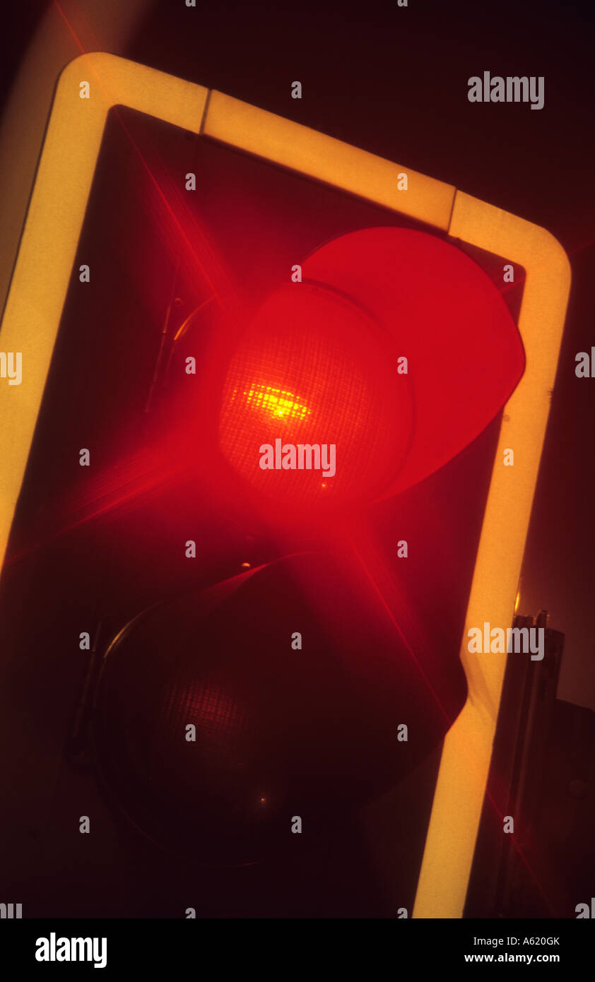 red light showing on traffic light at night Leeds Yorkshire UK Stock ...