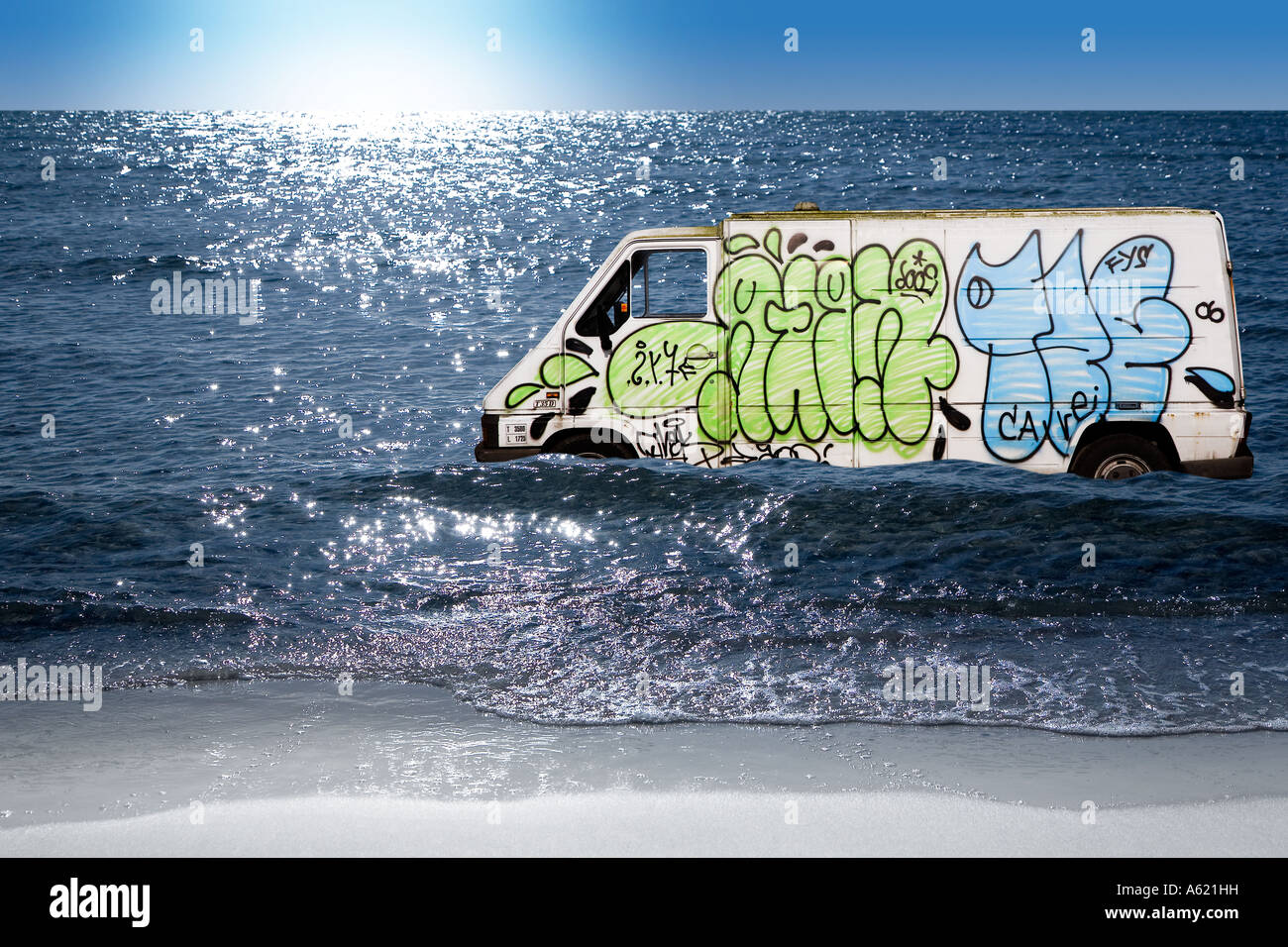 Graffiti on a box van Stock Photo - Alamy