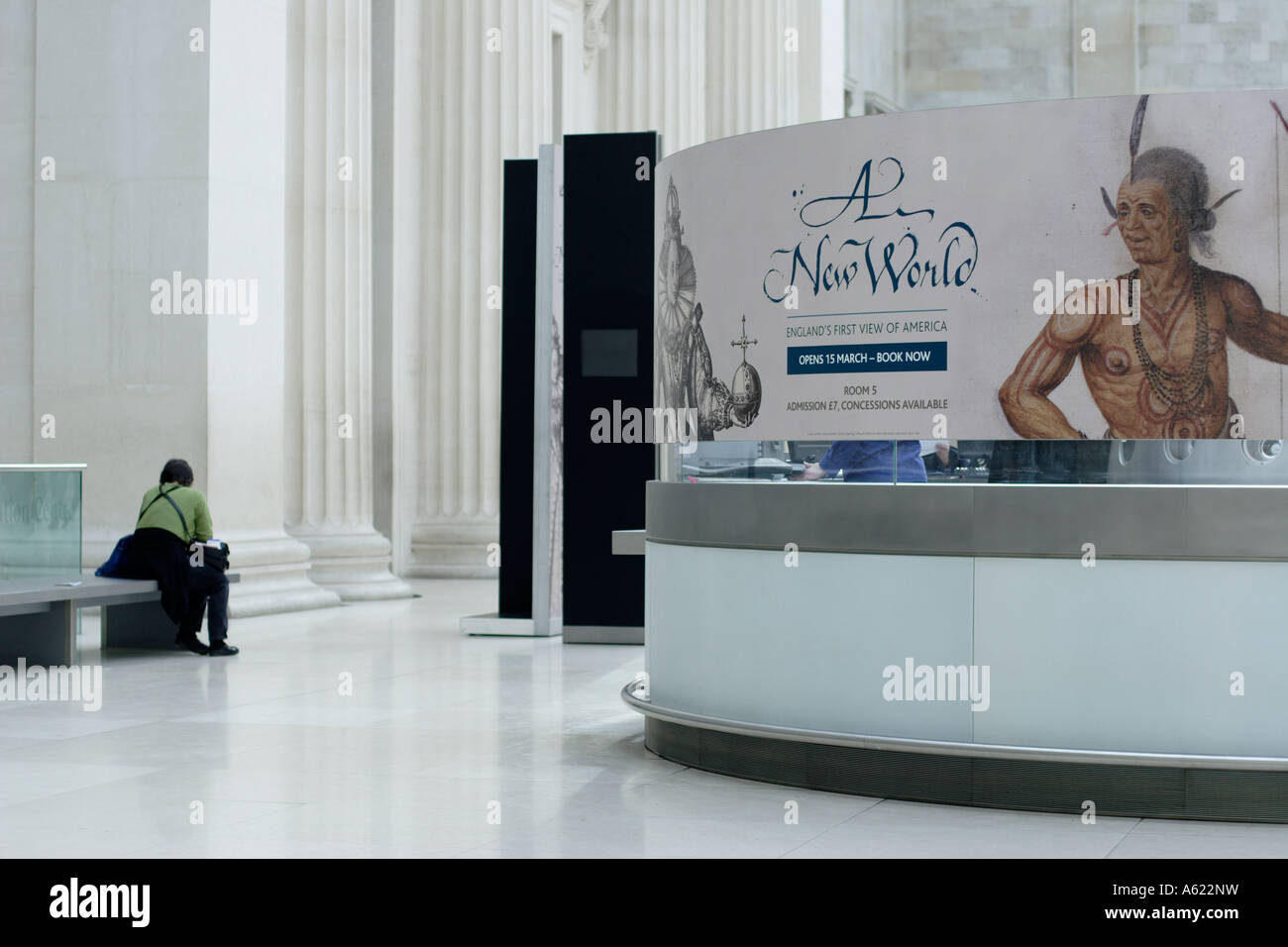 Information desk in British Museum for A New World exhibition with ...