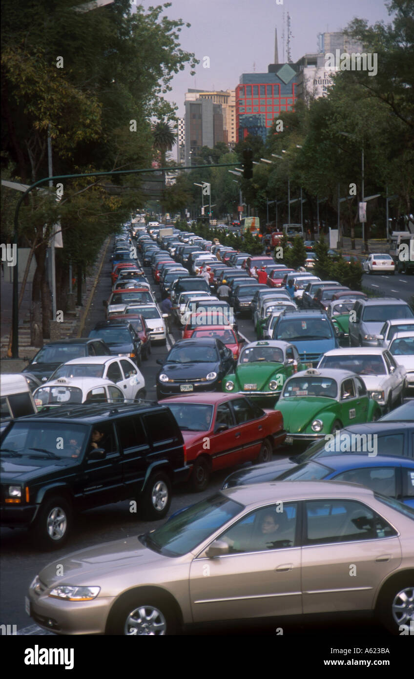 MEXICO Mexico City Traffic congestion on Paseo de La Reforma long ...
