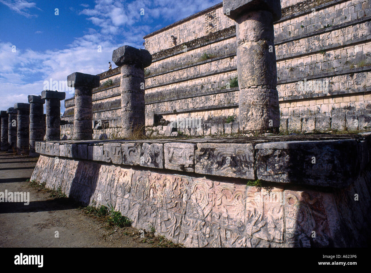 Ruins of columns at archaeological site, Temple Of Warriors, Thousand ...