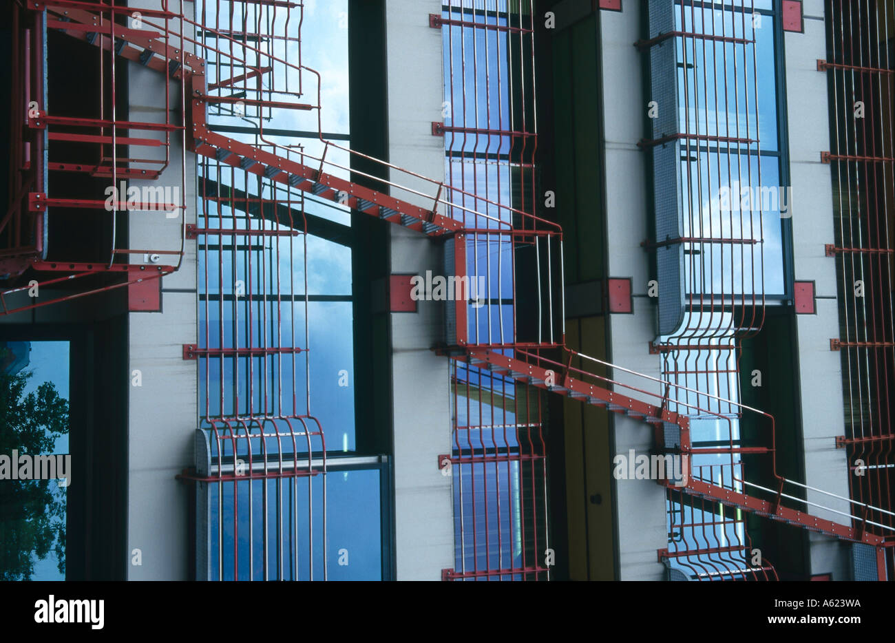 Outdoor fire escape of building, Achen, North Rhine-Westphalia, Germany ...