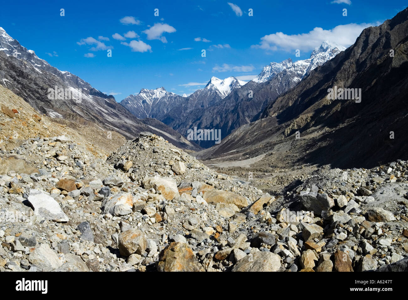 Valley of Ganges river near its source in Indian Himalayas Stock Photo ...