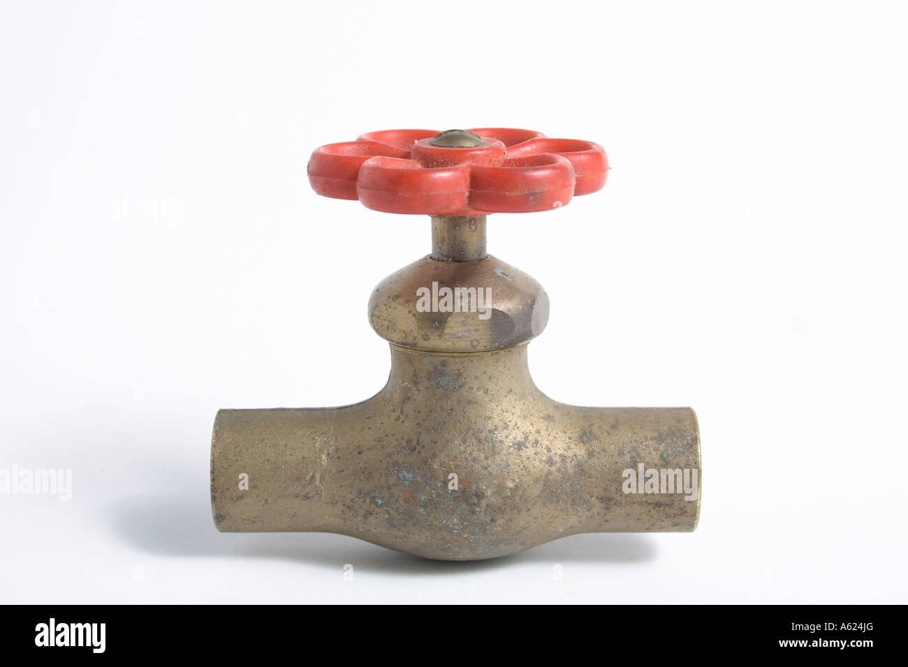 plumbing valve with red handle Stock Photo - Alamy