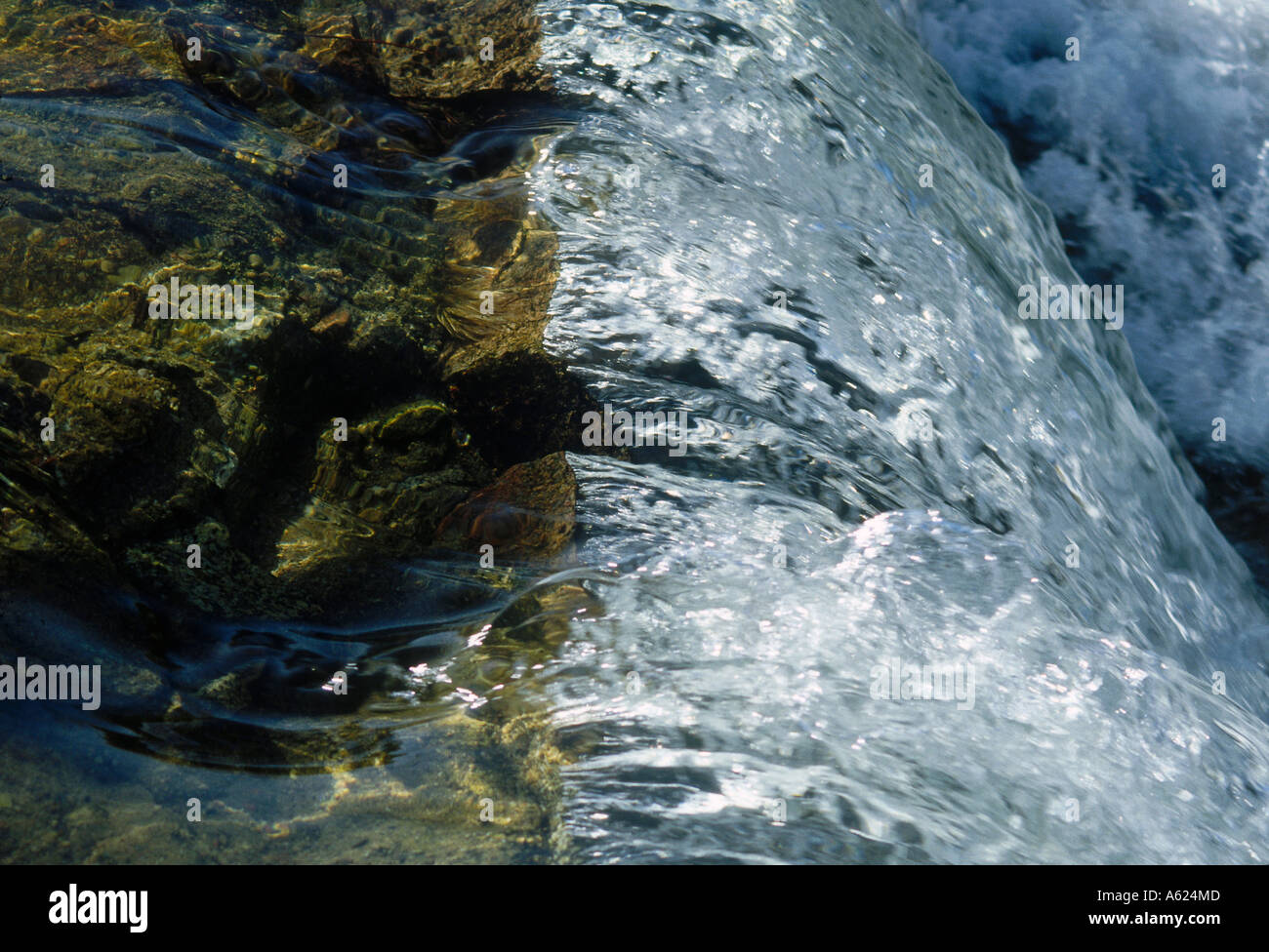 Water flowing through rocks Stock Photo - Alamy